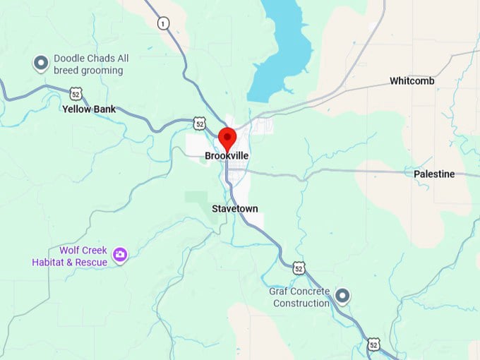 16. brookville, in map