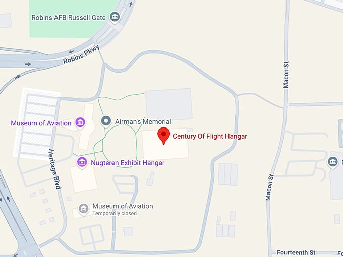 16. century of flight hangar map