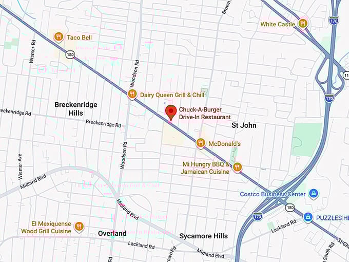 16. chuck a burger drive in restaurant map