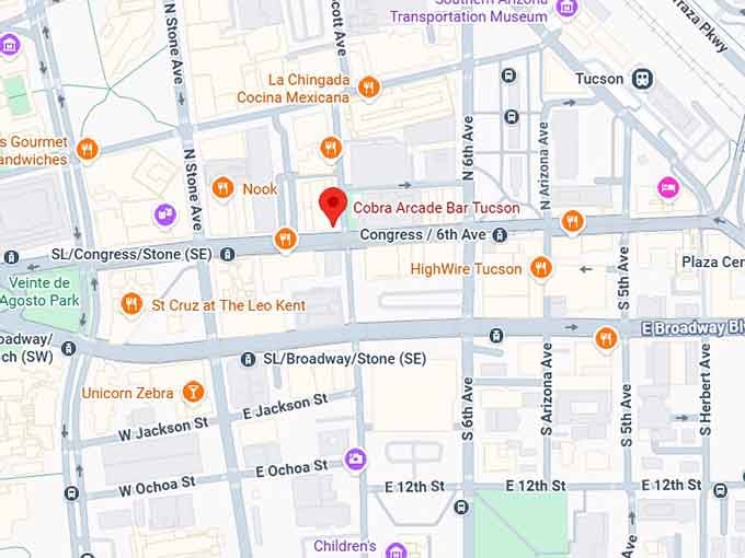cobra arcade bar tucson map