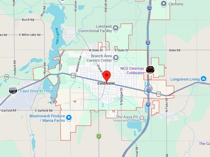 16. coldwater, mi map