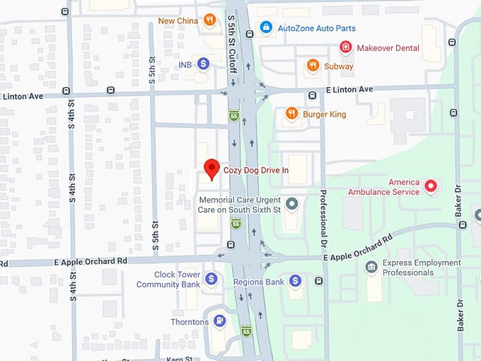 16. cozy dog drive in map