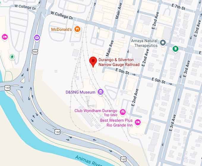 16. durango & silverton narrow gauge railroad map