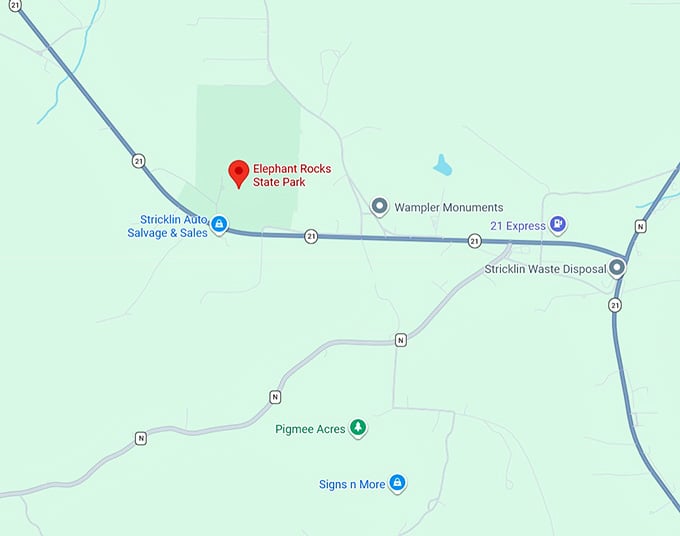 16. elephant rocks state park map