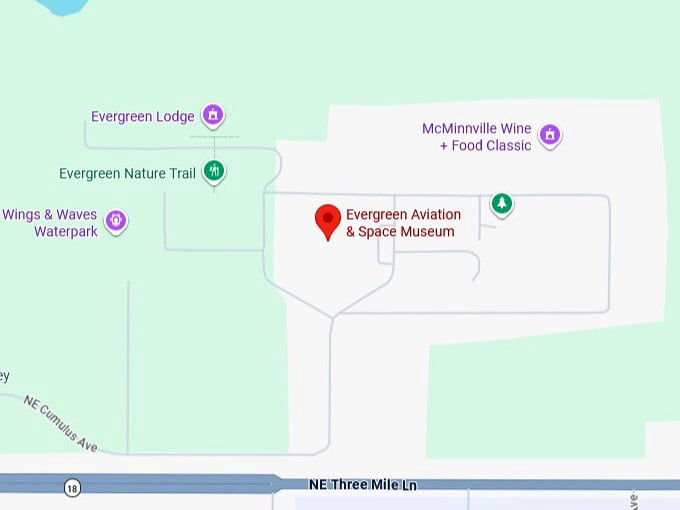 16. evergreen aviation & space museum map