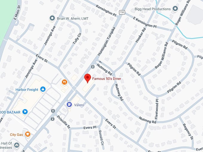 16. famous 50's diner map