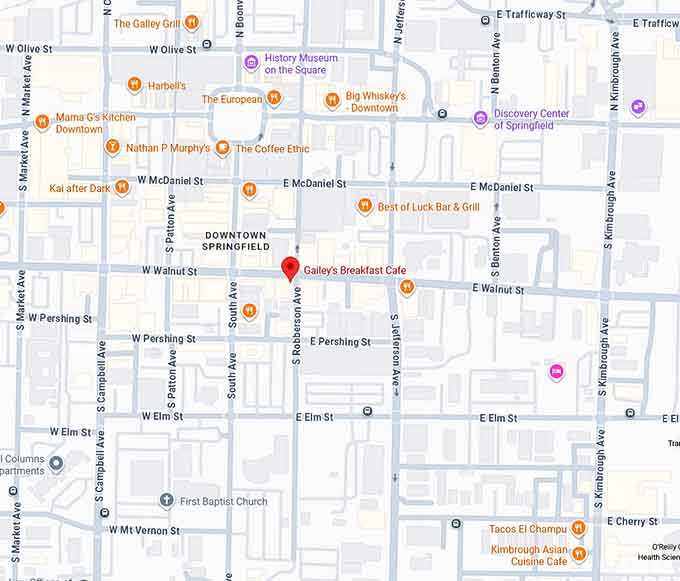 16. gailey's breakfast cafe map