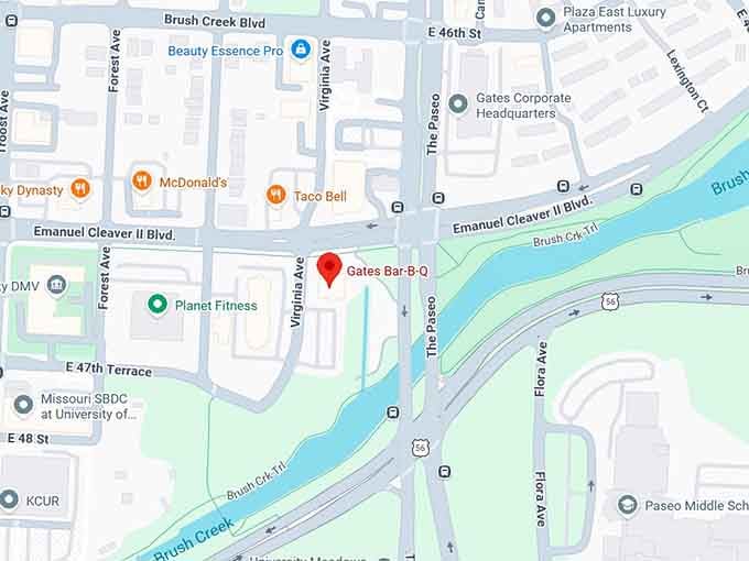 16. gates bar b q (1325 emanuel cleaver ii blvd.) map