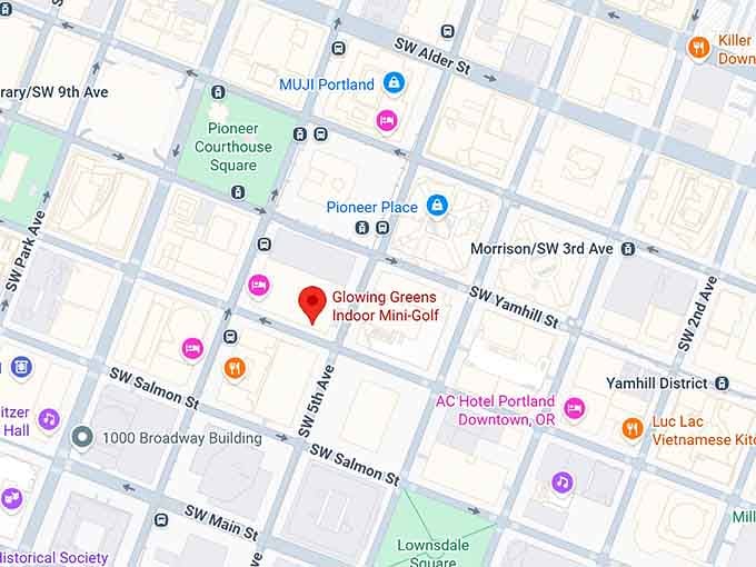 16. glowing greens indoor mini golf map