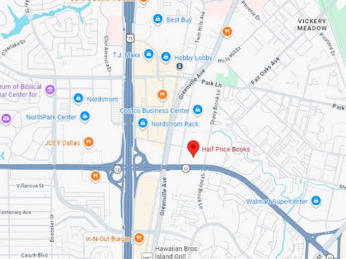 16. half price books (5803 e nw hwy) map