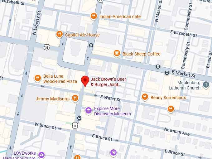 16. jack brown's beer & burger joint map