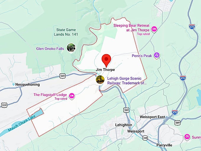 16. jim thorpe pa map