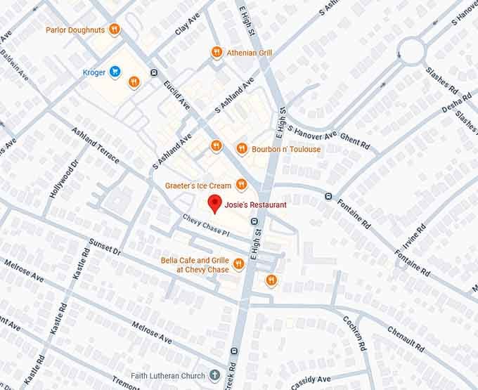 16. josie's restaurant map