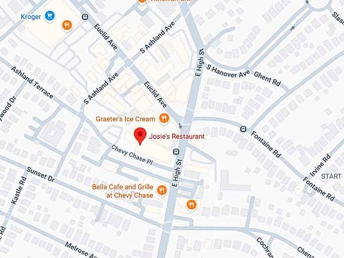 16. josie's restaurant map