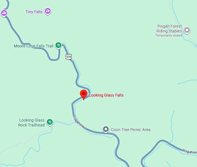 16. looking glass falls map