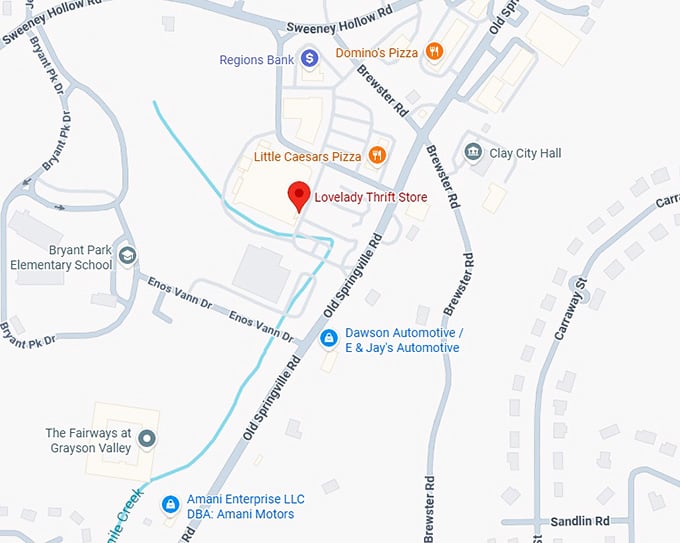 lovelady thrift store map