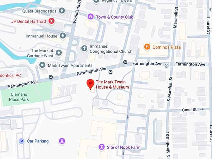 16. mark twain house & museum map