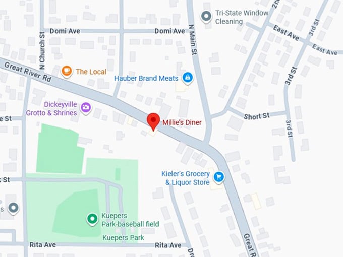 16. millie’s diner's map