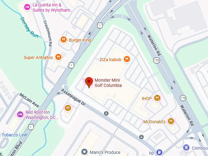 monster mini golf columbia map