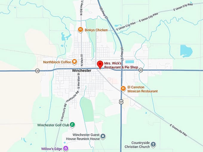 16. mrs. wick's restaurant & pie shop map