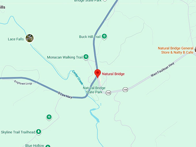 16. natural bridge, va map