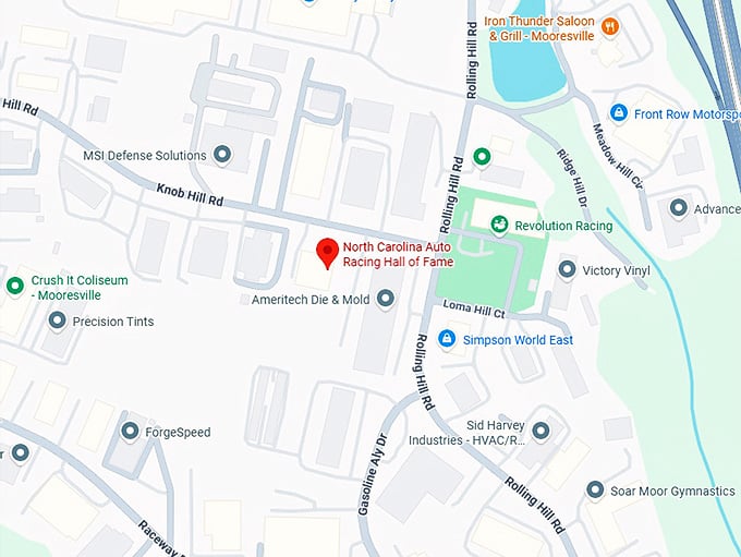 16. north carolina auto racing hall of fame map