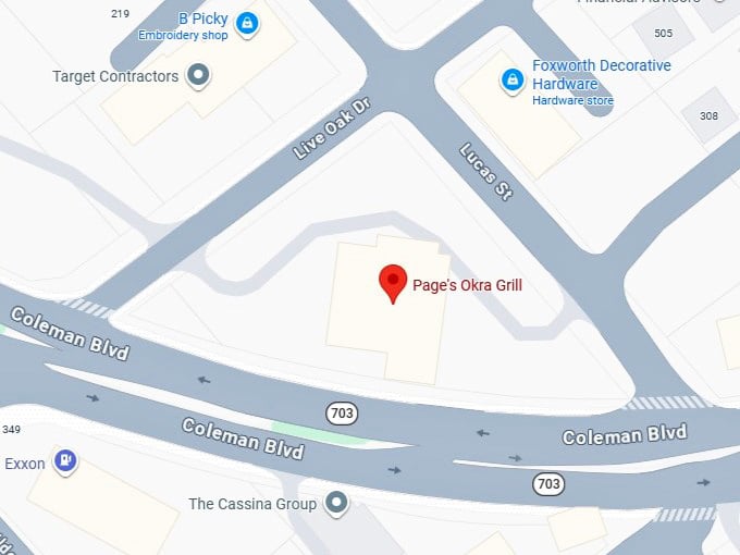 16. page's okra grill's map