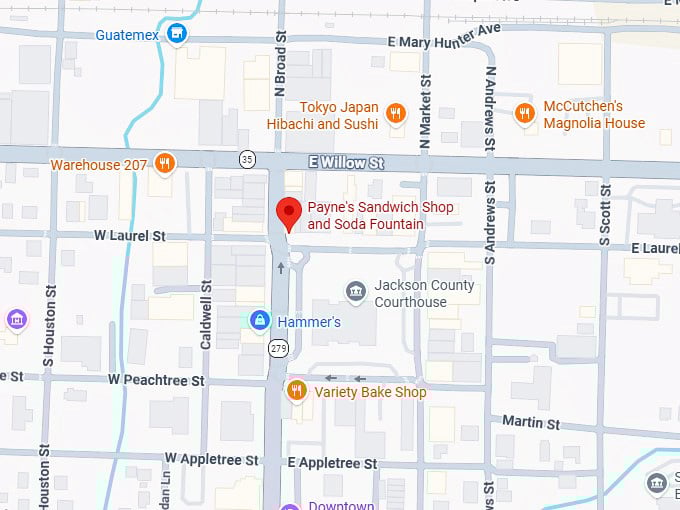 16. payne's sandwich shop and soda fountain map