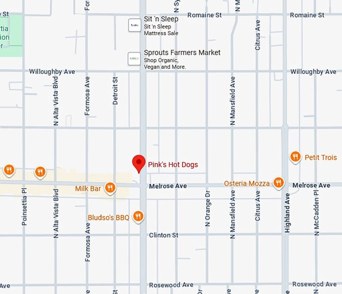 16. pink's hot dogs map