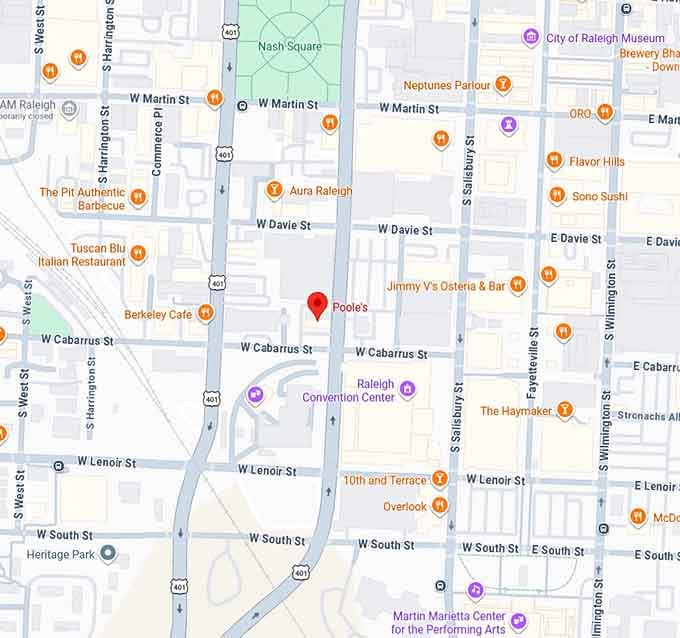 16. poole&rsquo;s diner map