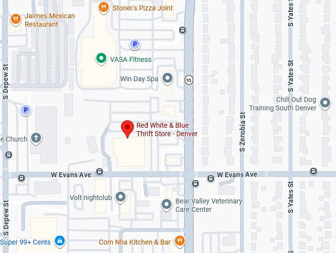 16. red white & blue thrift store denver map