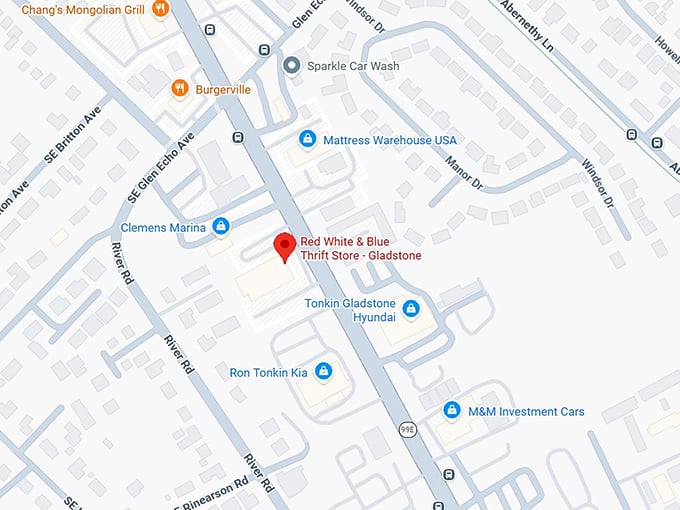 16. red white & blue thrift store gladstone map