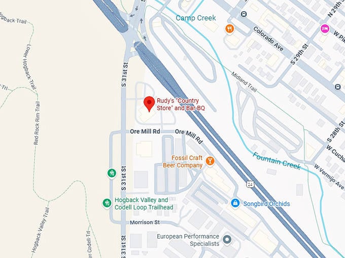 rudy's country store and bar b q map