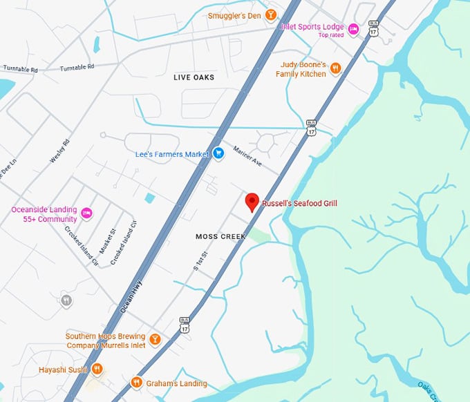 16. russell&rsquo;s seafood grill map