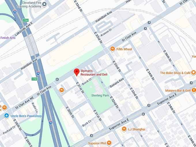 16. slyman's restaurant and deli map