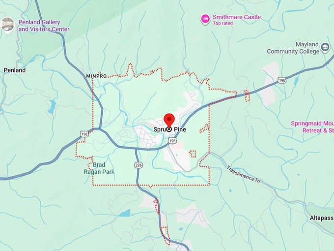 16. spruce pine, nc map