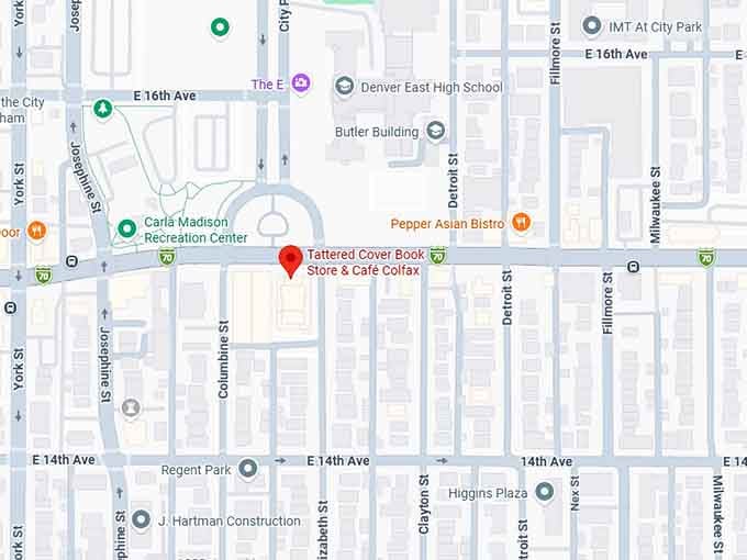 tattered cover book store & café colfax map