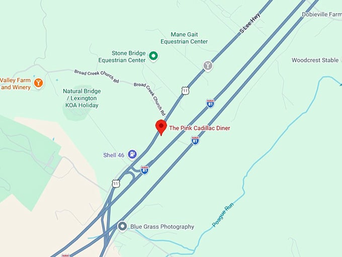 16. the pink cadillac diner map