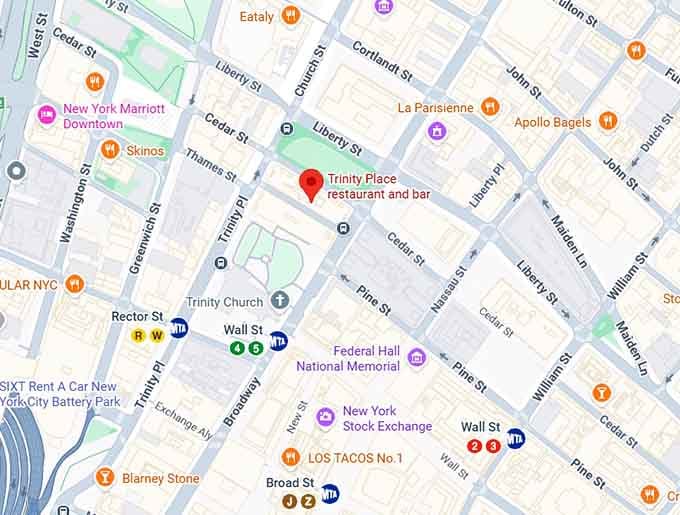 16. trinity place restaurant and bar map