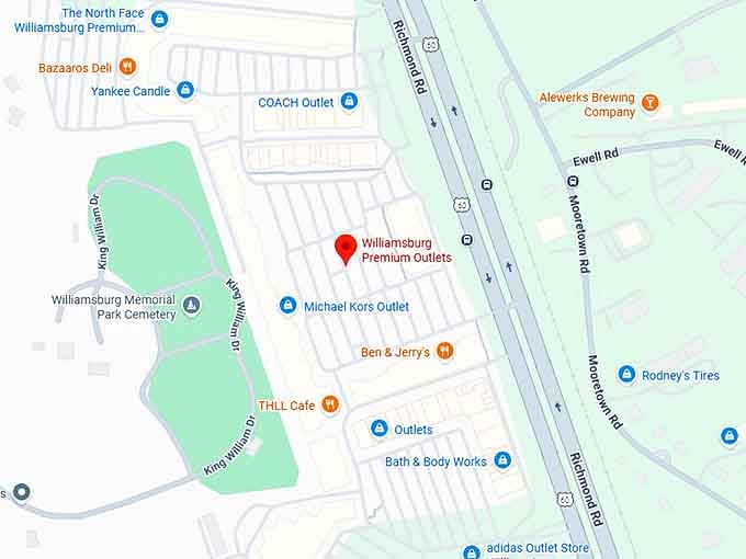 williamsburg premium outlets map