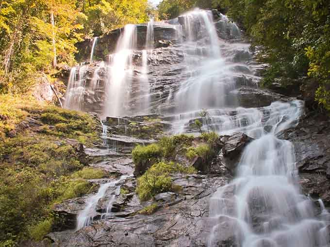 Nature's staircase! Amicalola's 729-foot cascade puts Niagara in time-out, with autumn colors that would make Bob Ross reach for his happy brushes.