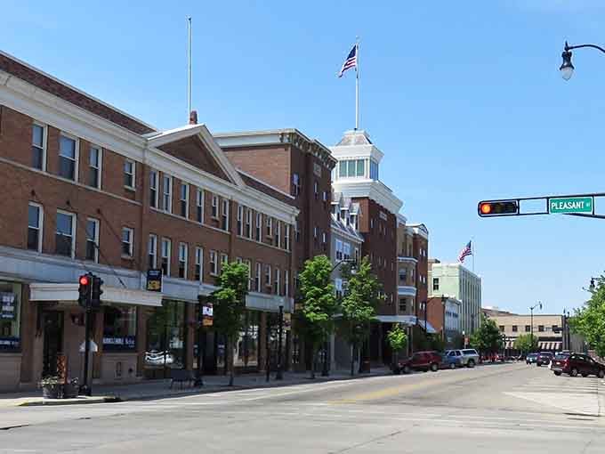 Historic downtown Beloit showcases charming brick buildings where small-town economics keep your wallet as happy as your eyes.