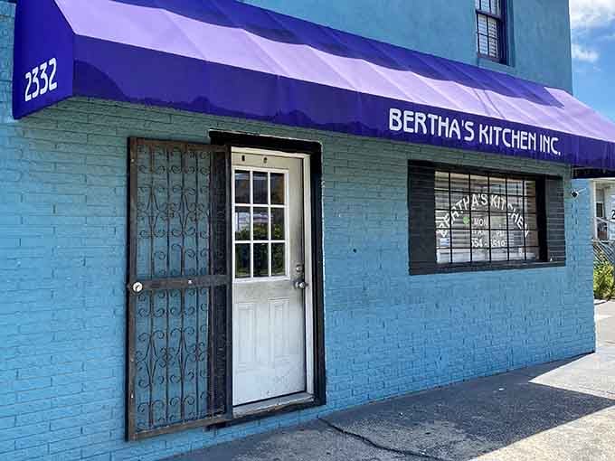 That bright blue building means serious business when it comes to soul food and Southern comfort.