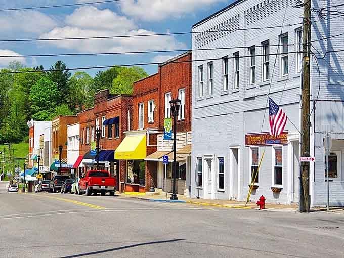 Main Street charm meets mountain backdrop in this colorful downtown where every storefront tells a different story.