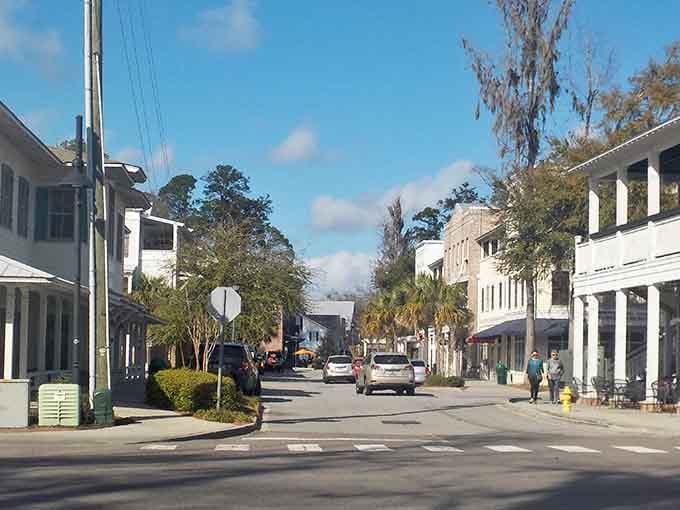Palm trees and Spanish moss create a canopy over streets where time moves slower than molasses.