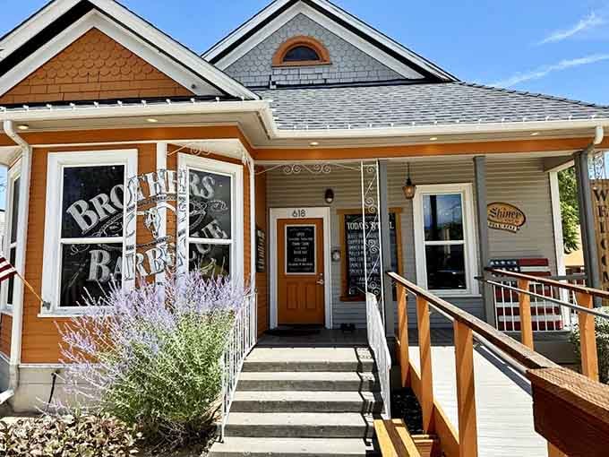 The charming historic house of Brothers Barbecue beckons with rustic steps and a welcome sign &ndash; like grandma's house, if grandma were a pitmaster.