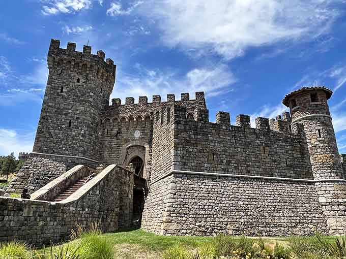 Those battlements and towers rising against blue sky prove wine country does medieval magnificence better than most European destinations.