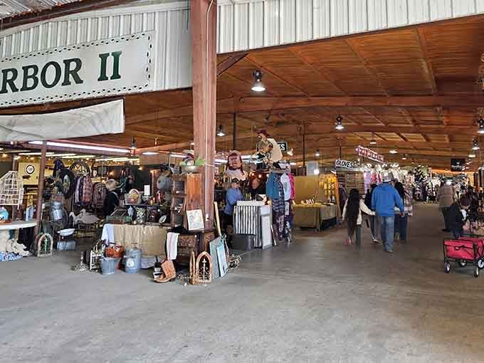 That gorgeous wooden ceiling overhead tells you this isn't your average shopping experience—it's treasure hunting with style.