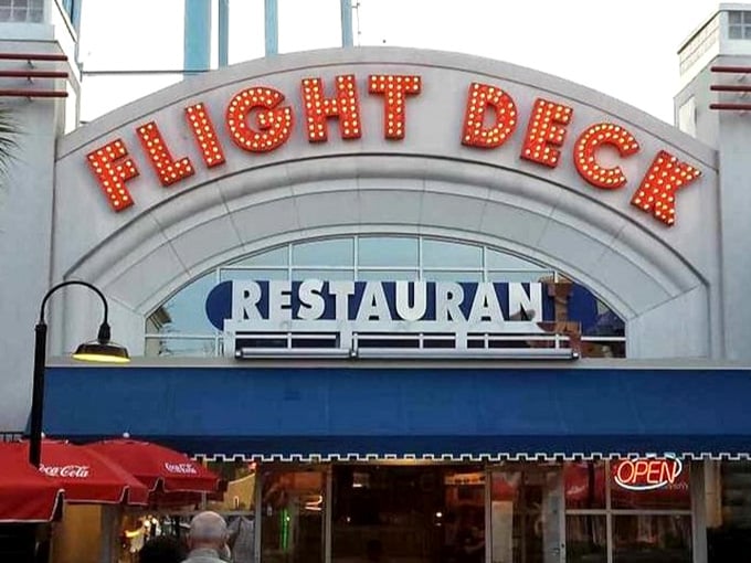 Those glowing marquee lights promise breakfast adventures where aviation dreams meet your morning coffee and pancakes.