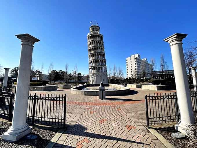 Italy's famous tower gets a Midwestern makeover! This half-sized replica in Niles leans just enough to make your photos delightfully deceiving.